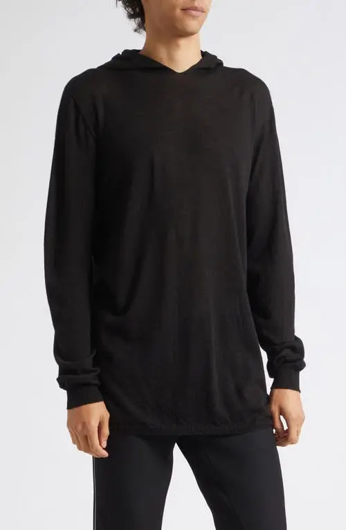 Rick Owens Oversized Hooded Wool Sweater - Black