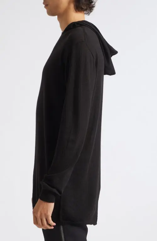 Rick Owens Oversized Hooded Wool Sweater - Black