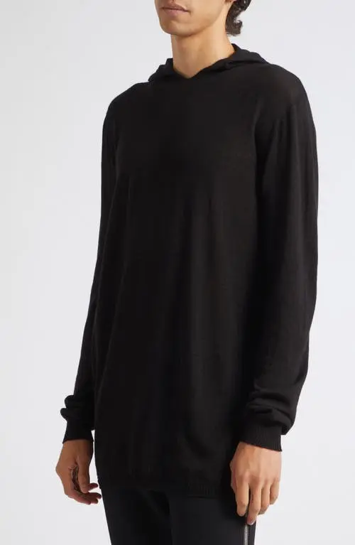 Rick Owens Oversized Hooded Wool Sweater - Black