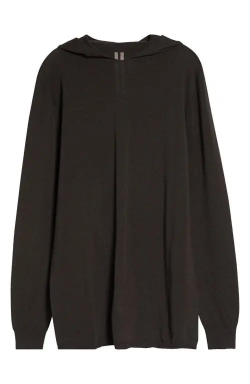 Rick Owens Oversize Hooded Wool Sweater - Dark Dust