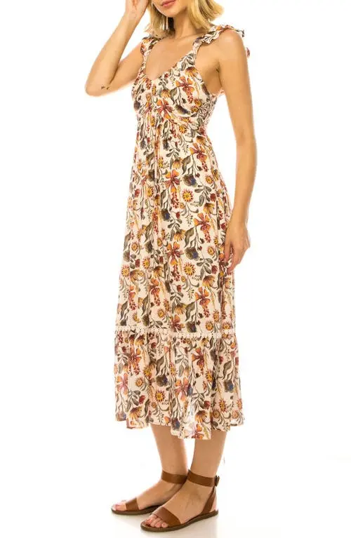 A COLLECTIVE STORY Sleeveless Ruffled Floral Midi Dress