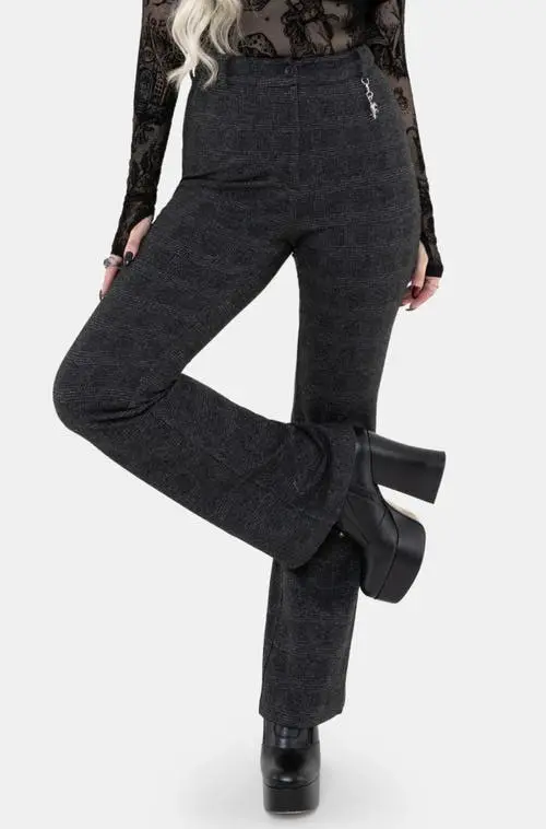 DISTURBIA Moura Check Flare Trouser With Charm