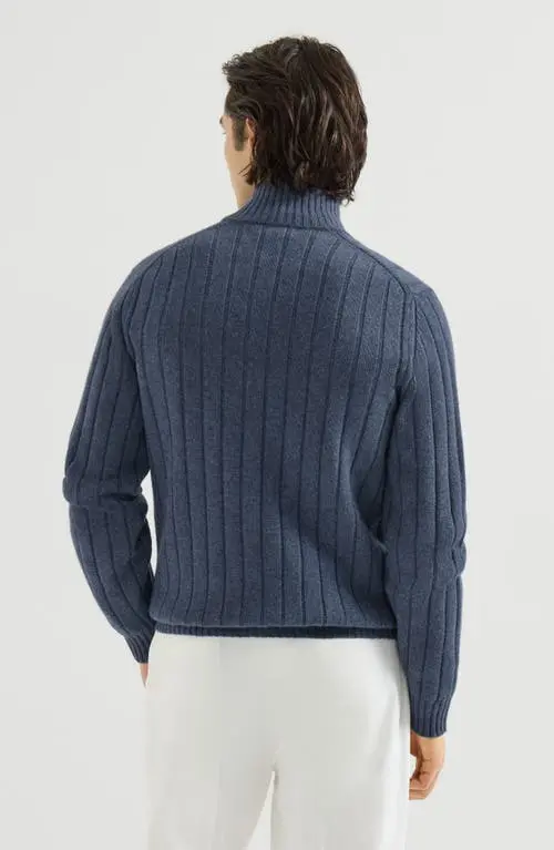 Brunello Cucinelli Ribbed Cashmere Zip-up Cardigan