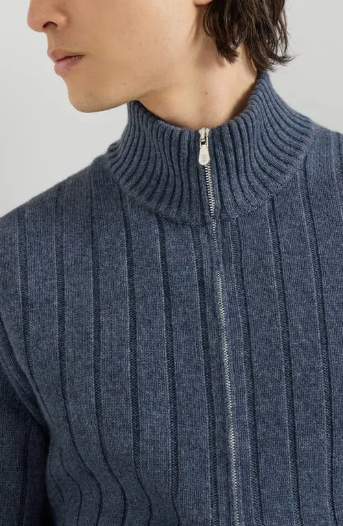 Brunello Cucinelli Ribbed Cashmere Zip-up Cardigan
