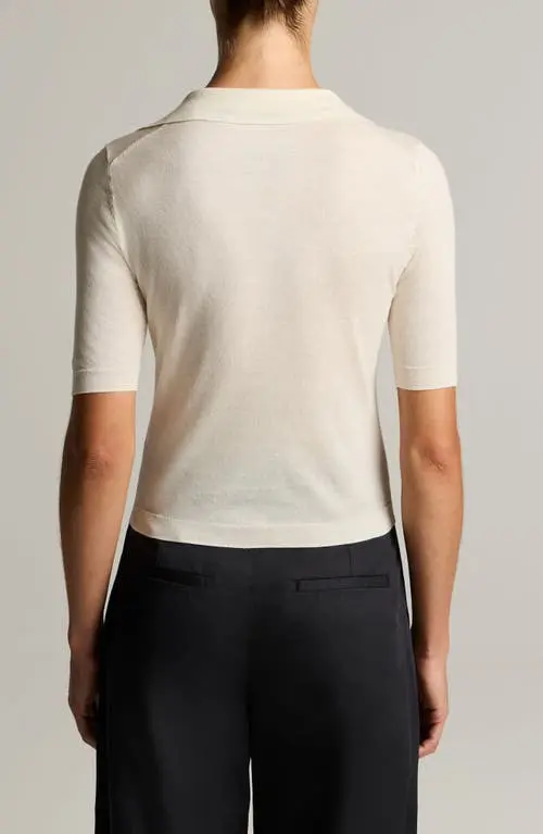 Vince Elbow Slv Tipped Polo - Off White/ink