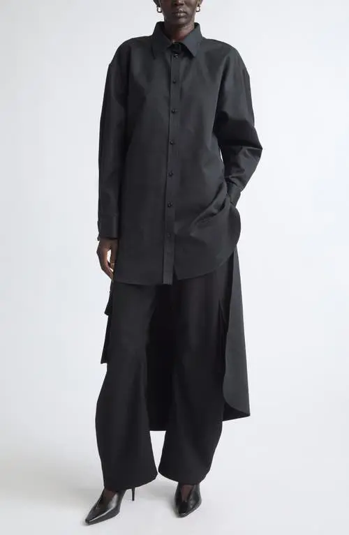 Balenciaga Organdi Cotton & Silk Poplin Button-up Shirt - 1000 Black