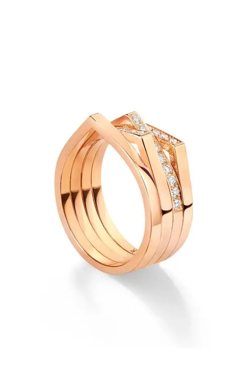 REPOSSI Antifer 2-row 18k Gold And Diamond Hoop Earring - Rose Gold