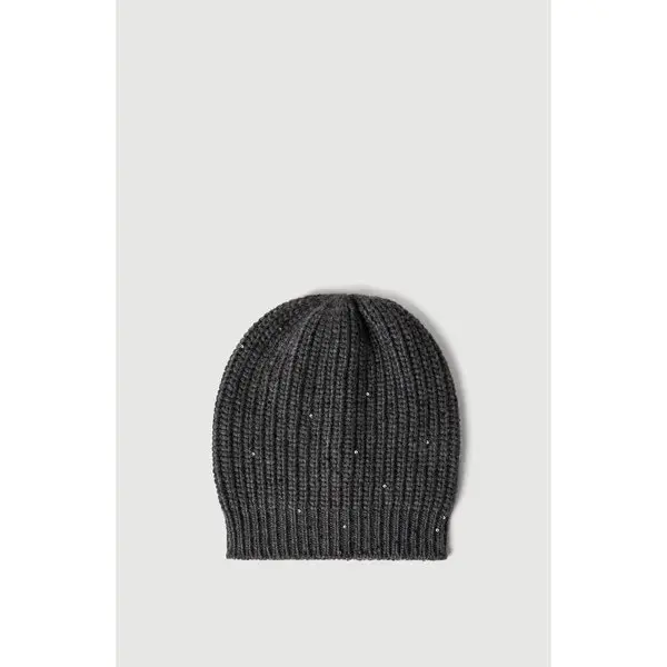 Brunello Cucinelli Cashmere And Silk Diamond Yarn Knit Beanie - Lignite