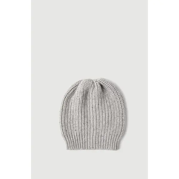 Brunello Cucinelli Cashmere And Silk Diamond Yarn Knit Beanie - Pebble