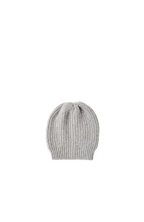Brunello Cucinelli Cashmere And Silk Diamond Yarn Knit Beanie - Pebble