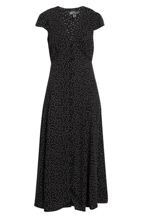 NOBODY'S CHILD Avery Polka Dot Midi Dress - Black
