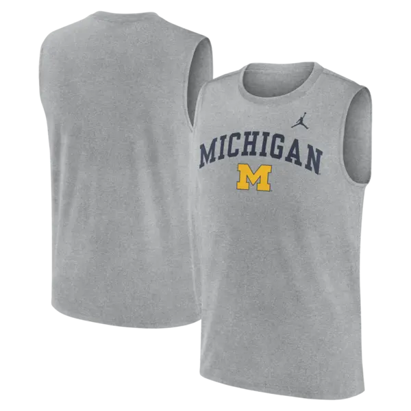 JORDAN BRAND Michigan Wolverines Primetime Legend Arch Dri-fit Muscle Tank Top - Heather Gray