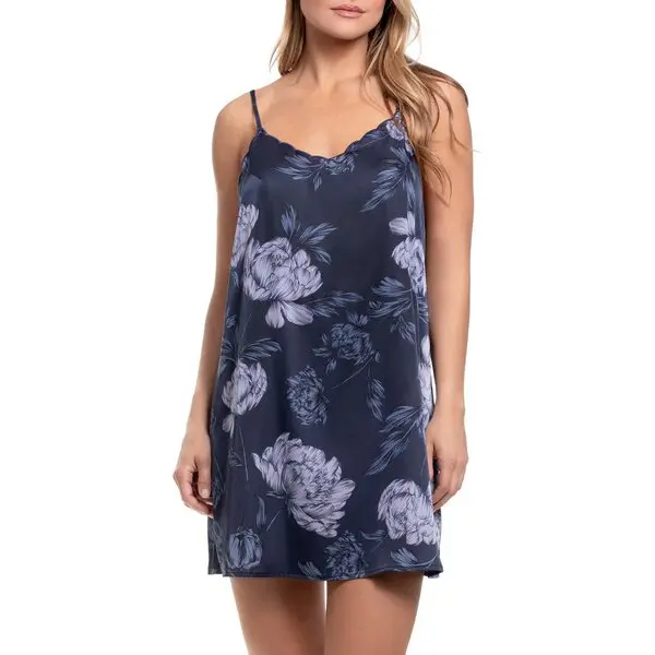 MIDNIGHT BAKERY Floral Scalloped Chemise - Amelia Blue