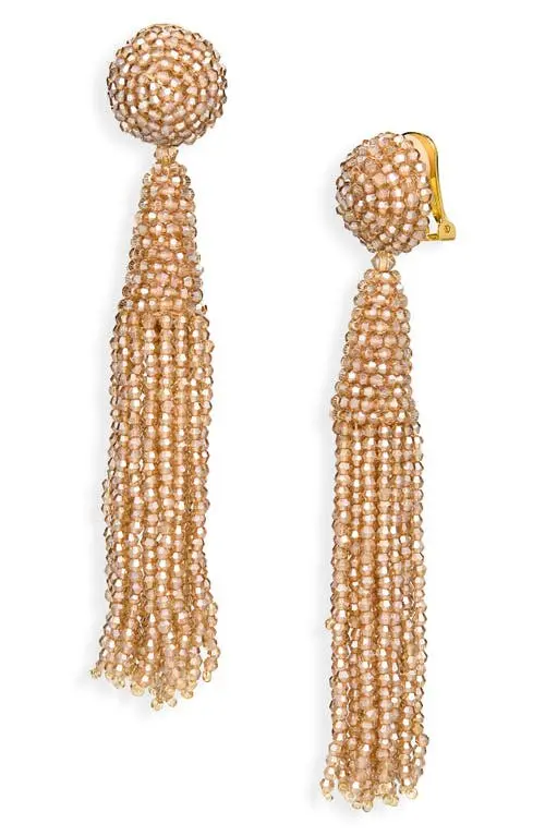 Oscar De La Renta Beaded Conical Tassel Drop Earrings - Champagne
