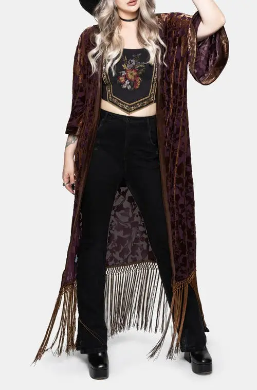DISTURBIA Sienna Devore Fringe Robe