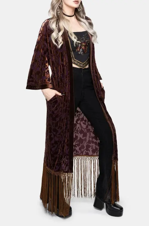 DISTURBIA Sienna Devore Fringe Robe