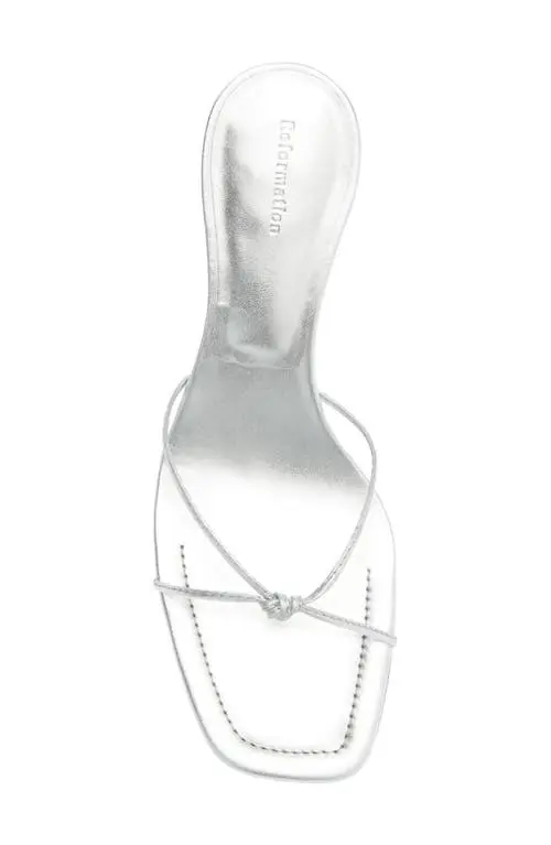 REFORMATION Cooper Slide Sandal - Silver Leather