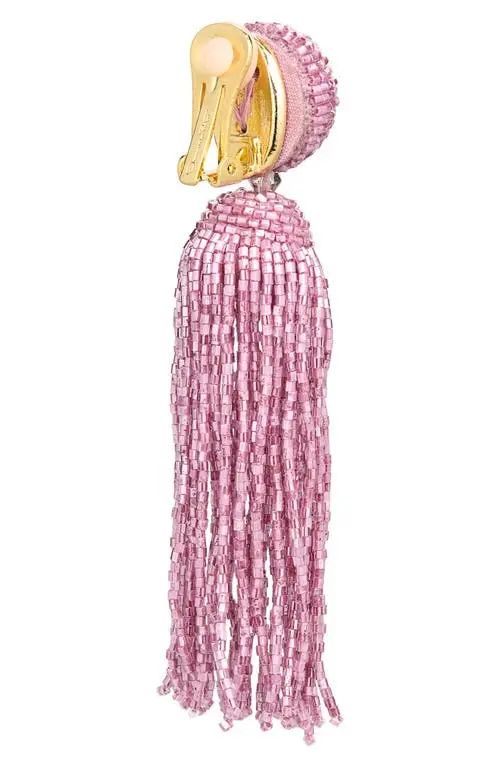 Oscar De La Renta Beaded Tassel Clip-on Drop Earrings - Pink