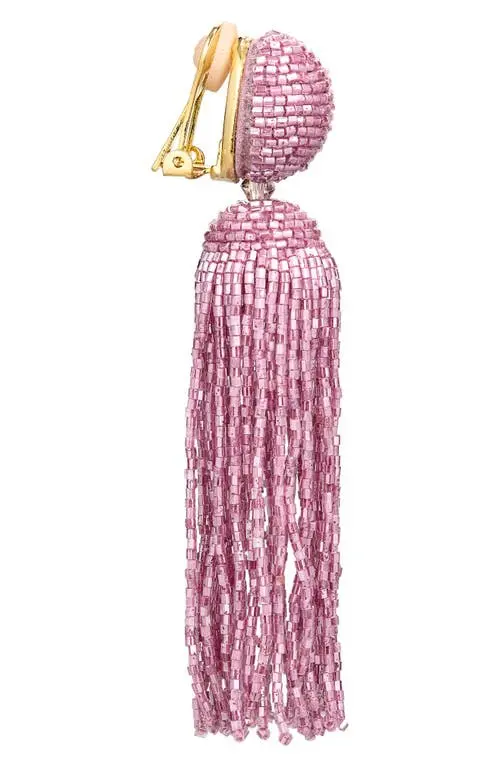 Oscar De La Renta Beaded Tassel Clip-on Drop Earrings - Pink