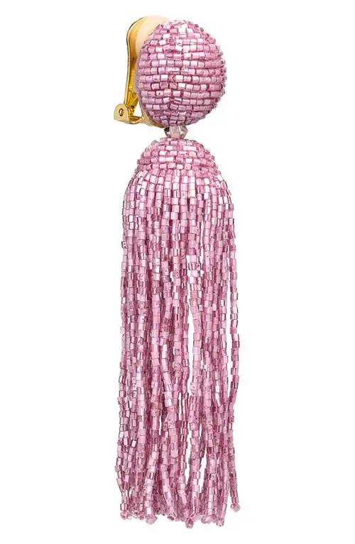 Oscar De La Renta Beaded Tassel Clip-on Drop Earrings - Pink