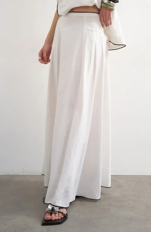 Topshop Linen Blend Maxi Skirt - White