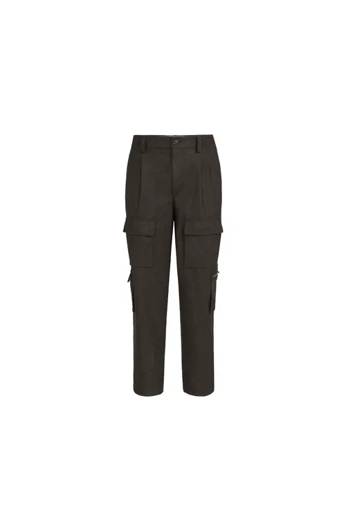 Brunello Cucinelli Virgin Wool Flannel Cargo Trousers - Brown
