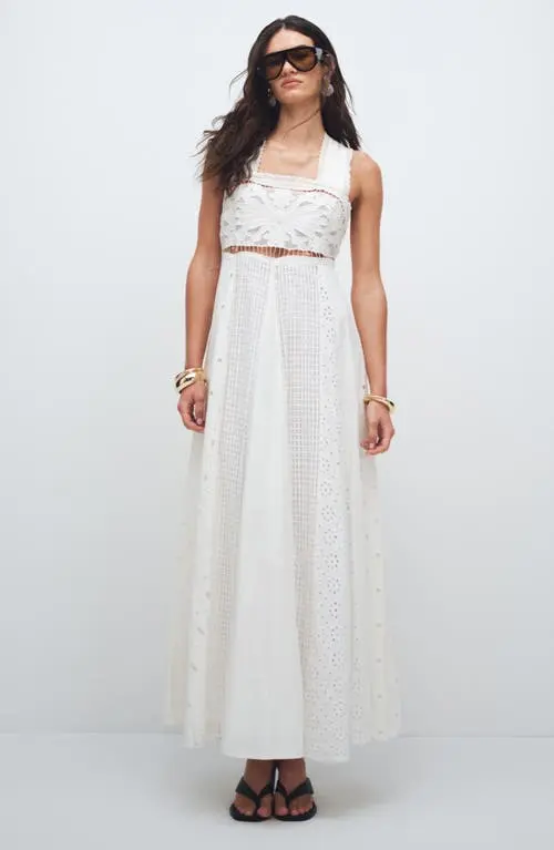 Topshop Sleeveless Embroidered Maxi Dress - White