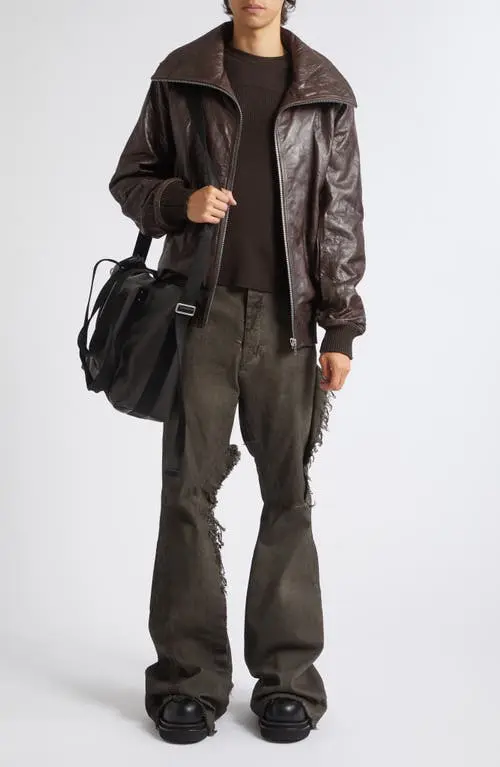 Rick Owens Dracuflight Leather Jacket - Grease