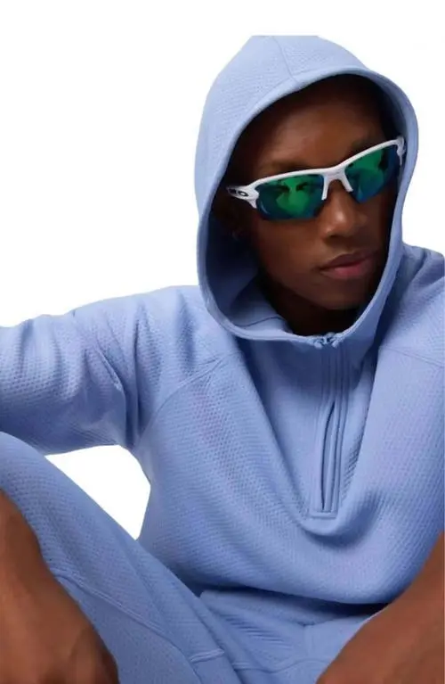 FABLETICS The Gridtech Quarter Zip Hoodie - Blue Oxford