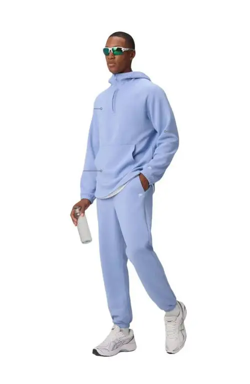 FABLETICS The Gridtech Quarter Zip Hoodie - Blue Oxford