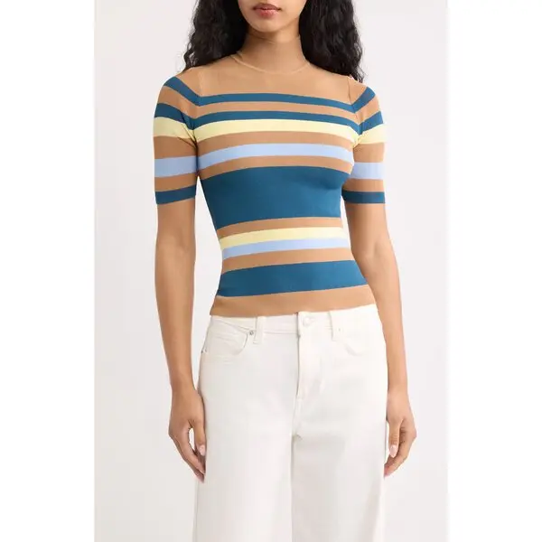 Solid & Striped The Rumi Mock Neck Top - Walnut Camel