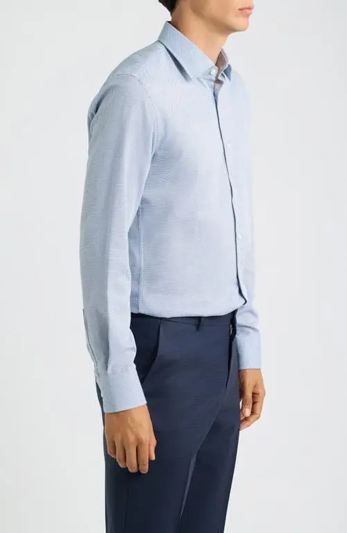 BOSS Hank Slim Fit Micropattern Cotton Dobby Dress Shirt