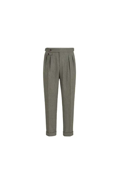 Brunello Cucinelli Virgin Wool Flannel Trousers With Double Pleats And Waist Tabs