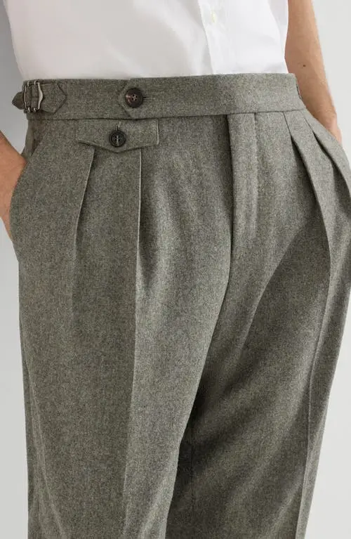 Brunello Cucinelli Virgin Wool Flannel Trousers With Double Pleats And Waist Tabs