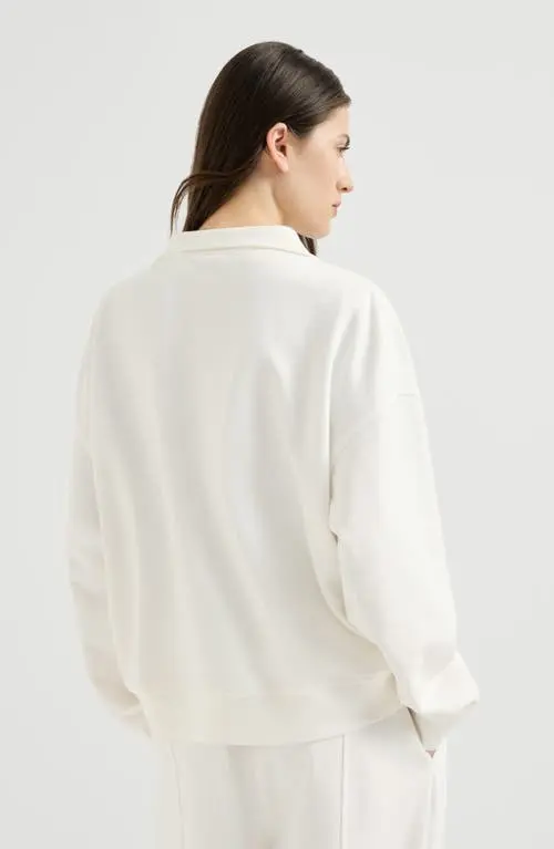 Brunello Cucinelli Cotton Smooth French Terry Sweatshirt With Logo Embellishment