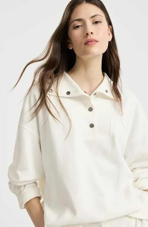 Brunello Cucinelli Cotton Smooth French Terry Sweatshirt With Logo Embellishment