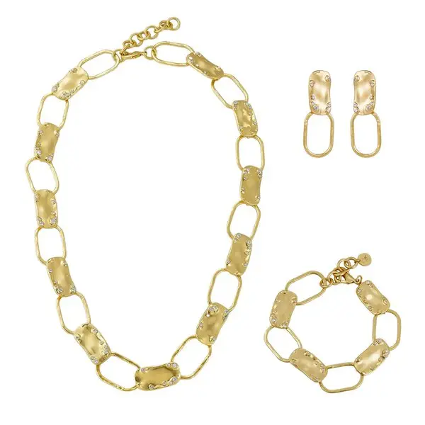 RARE MATTERS JEWELRY Modern Loop Plated Necklace, Bracelet & Earrings Set - Gold