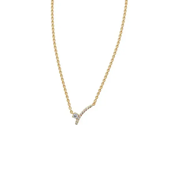 AYA FINE JEWELRY Round Cut Minimalist Curved Lab Diamond Necklace In 14k Gold - Yellow