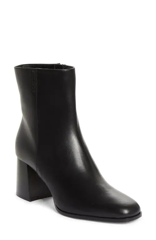 JIMMY CHOO Linne Leather Zip Up Block Heel Bootie - Black