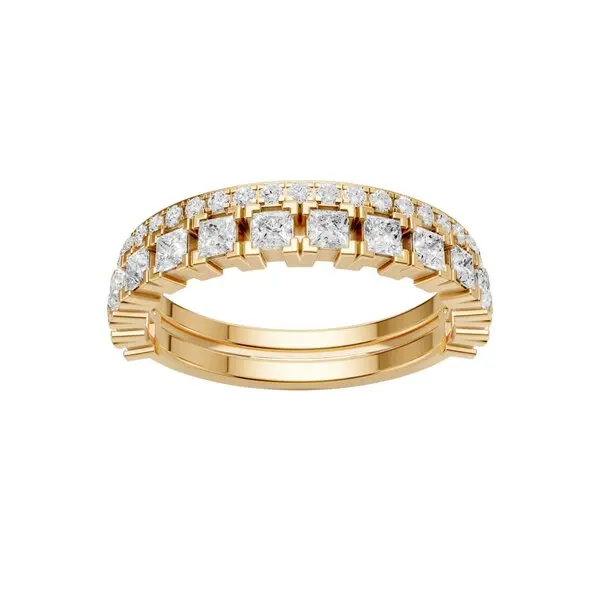 AYA FINE JEWELRY Princess Cut & Round Lab Diamond Double Band Ring In 14k Gold - Yellow