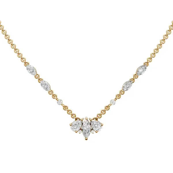 AYA FINE JEWELRY Pear & Marquise Lab Diamond Station Necklace In 14k Gold - Yellow