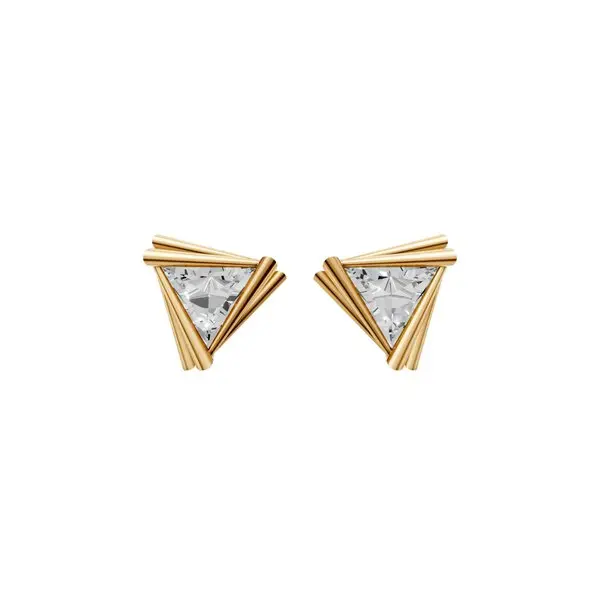 AYA FINE JEWELRY 1.06 Ctw Trillion Cut Lab Grown Diamond Solitaire Stud Earrings In 14k Gold - Yellow