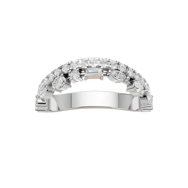 AYA FINE JEWELRY Mixed Shape Lab Diamond Curved Wedding Band - White