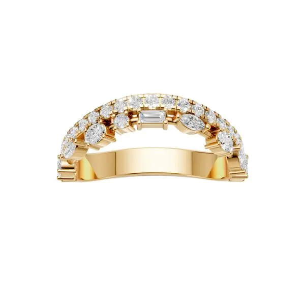 AYA FINE JEWELRY Mixed Shape Lab-grown Diamond Curved Wedding Band In 14k Gold - Yellow