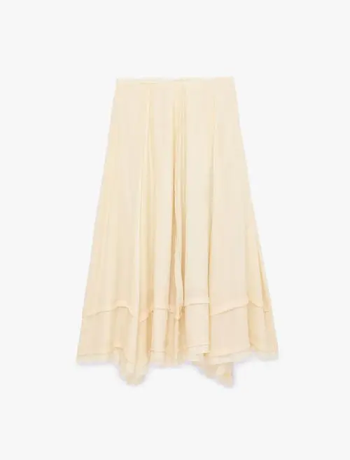 Koton Asymmetric Trim Flowy Layered Midi Skirt