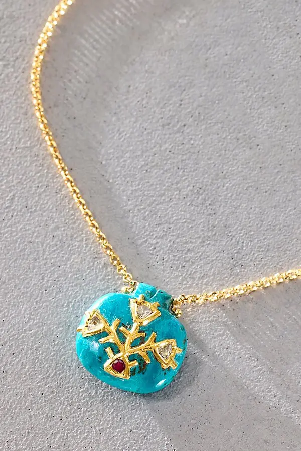 Marie Laure Chamorel N° 920 Necklace With Chrysocolla And Diamonds