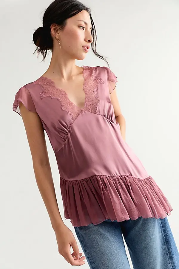 MES DEMOISELLES Sibilla Silk Top - Mauve
