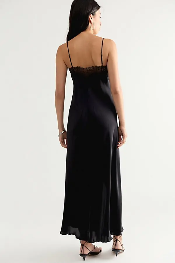MES DEMOISELLES Suava Silk Maxi Dress With Lace Trim