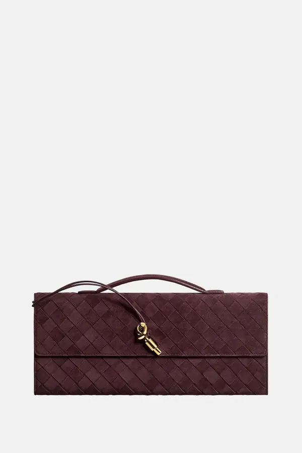 Bottega Veneta Andiamo Clutch With Intrecciato Weave - Rosso