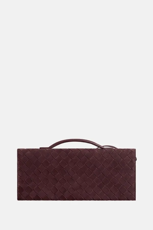 Bottega Veneta Andiamo Clutch With Intrecciato Weave - Rosso